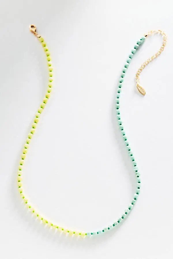 Anthropologie Beaded Collar Necklace - Lemon Lime