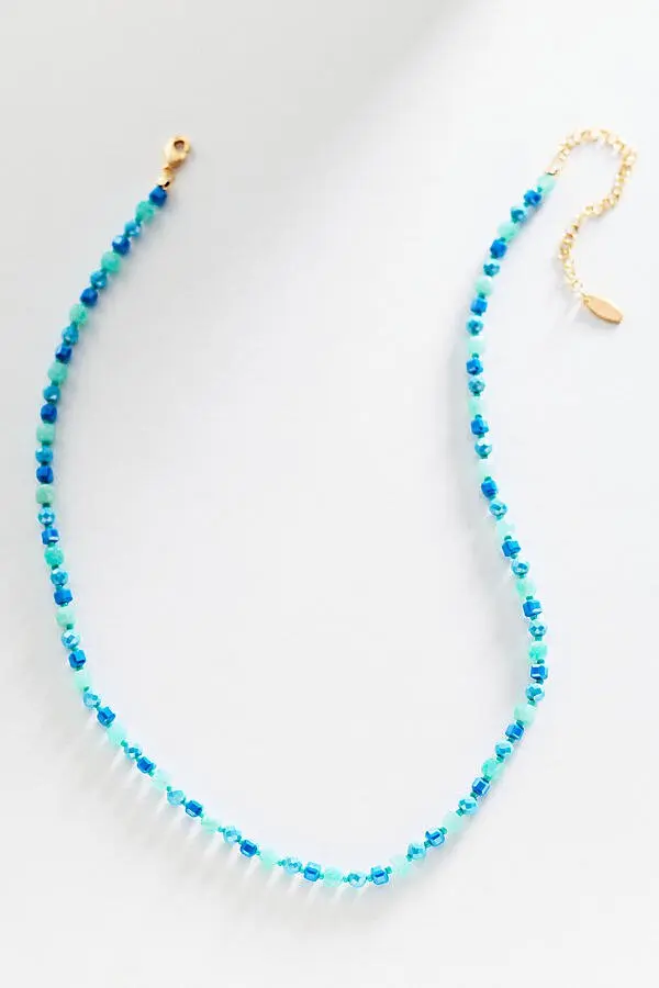 Anthropologie Beaded Collar Necklace - Light Blue