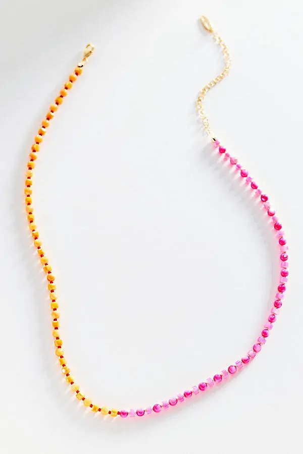 Anthropologie Beaded Collar Necklace - Pink