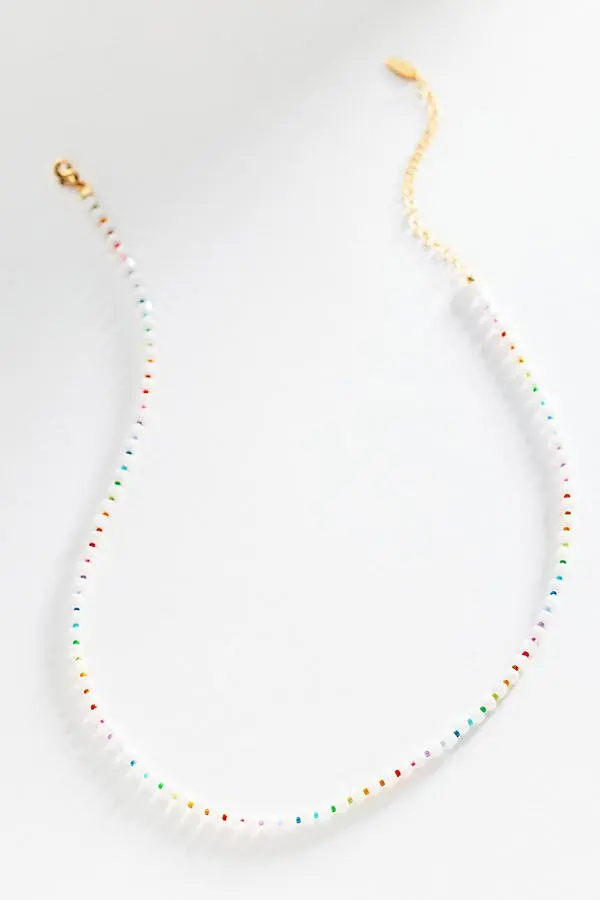 Anthropologie Color Beaded Collar Necklace - White