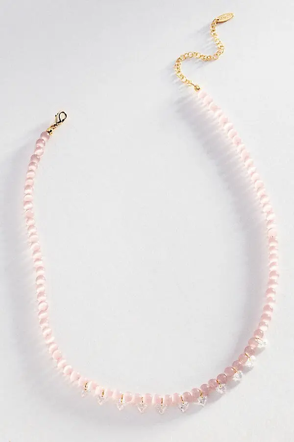 Anthropologie Beaded Crystal Necklace - Lilac