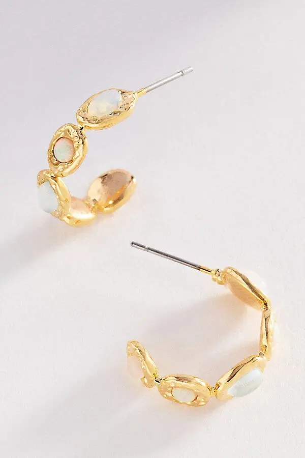 Anthropologie Semi-stone Hoop Earrings - Opal