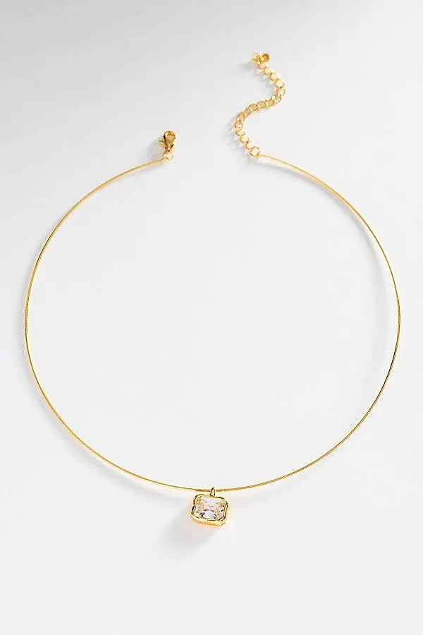 Anthropologie Bezel Stone Pendant Necklace - Gold