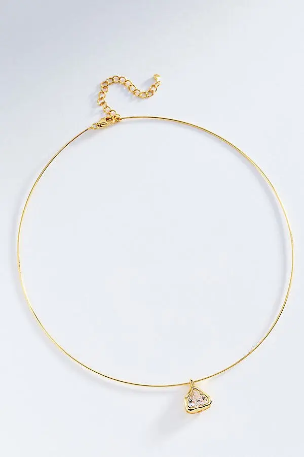 Anthropologie Organic Bezel Triangle Pendant Necklace - Gold