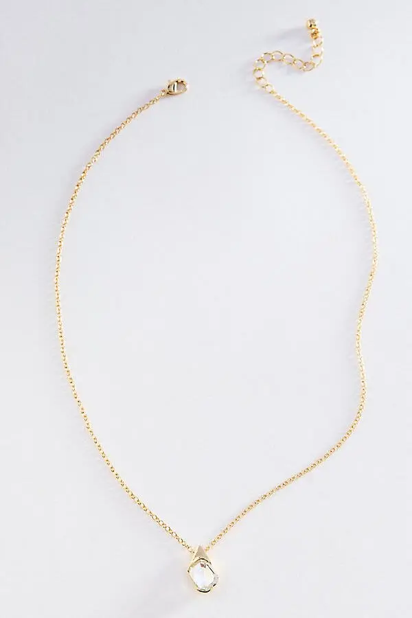 Anthropologie Delicate Bezel Necklace - Emerald Gold