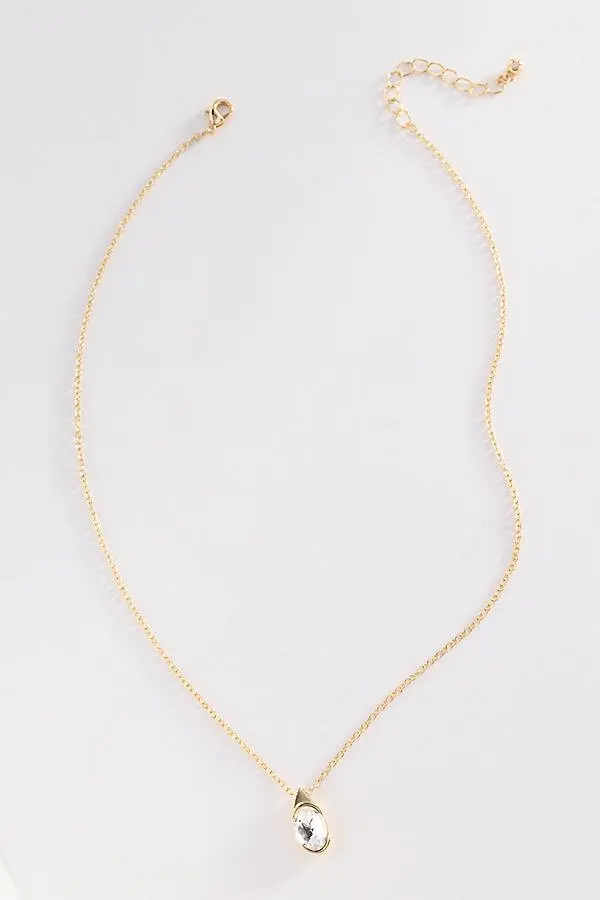 Anthropologie Delicate Bezel Necklace - Oval Gold