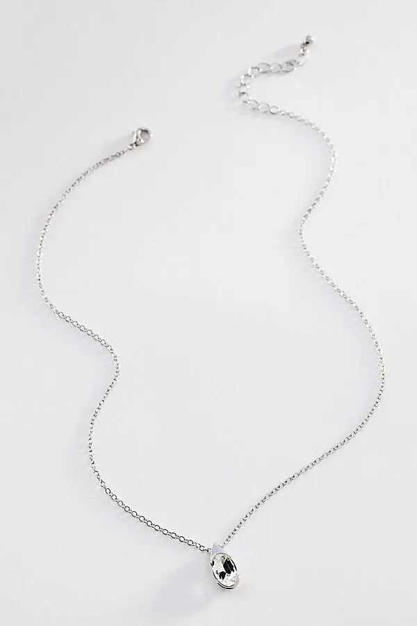 Anthropologie Delicate Bezel Necklace - Oval Silver
