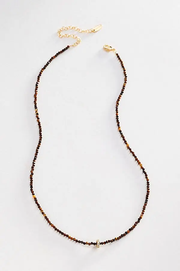 Anthropologie Donut Beaded Necklace - Brown