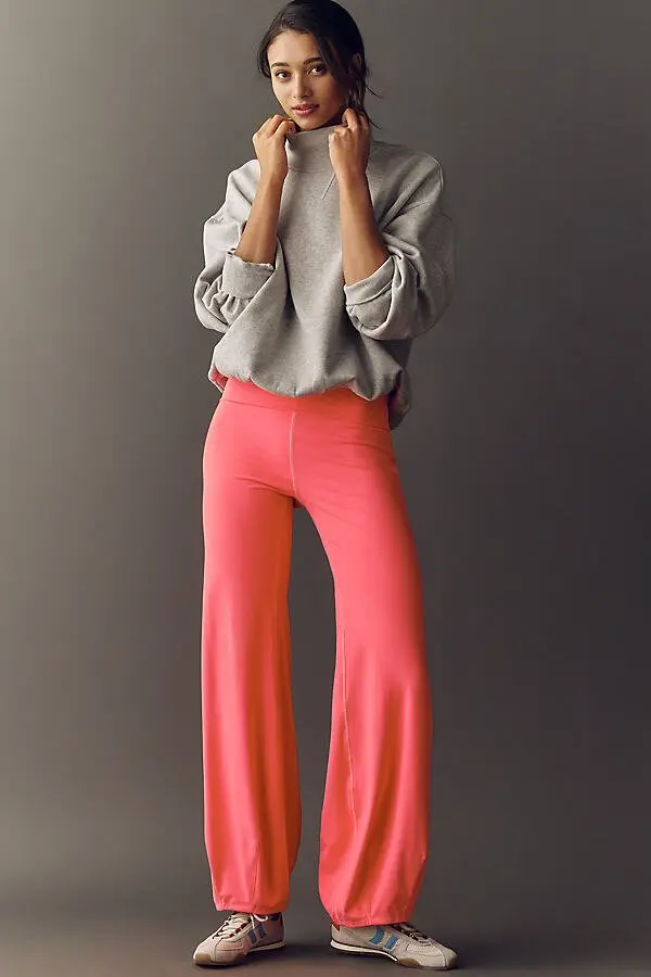 DAILY PRACTICE Foldover Bubble Pants - Fiery Coral