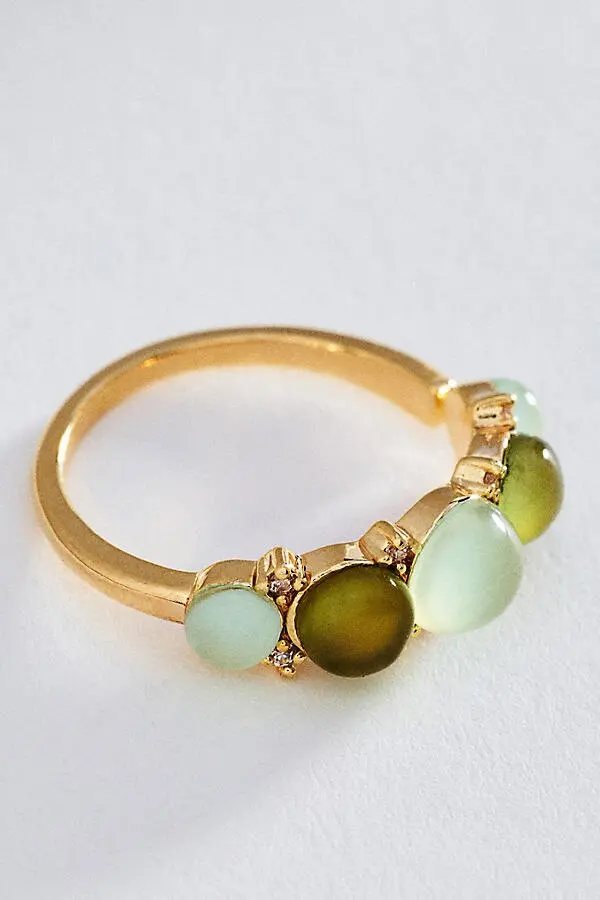 Anthropologie Oval Gem Ring - Moss