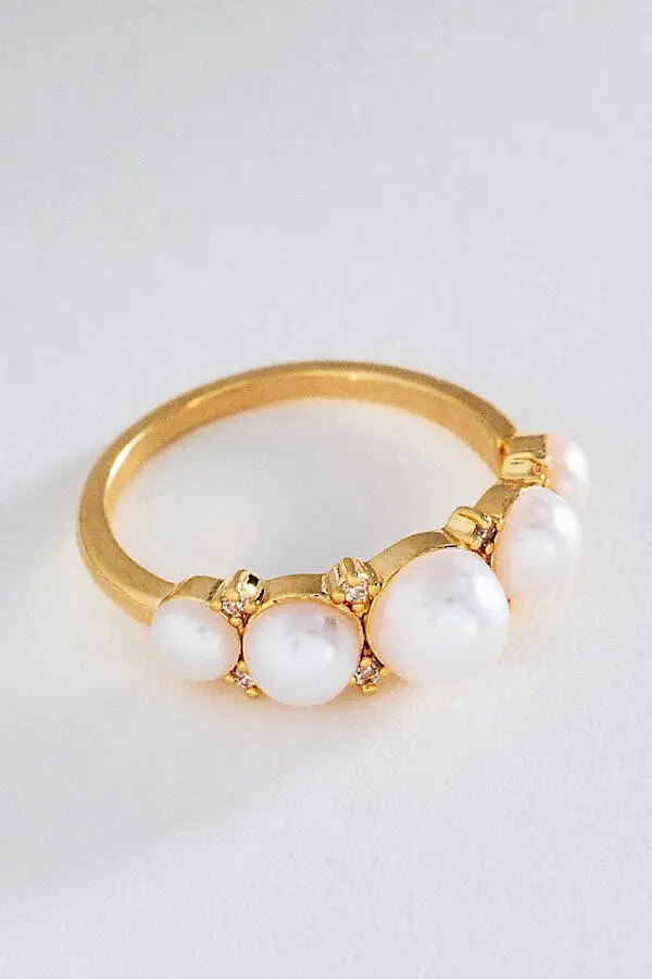 Anthropologie Oval Gem Ring - Pearl