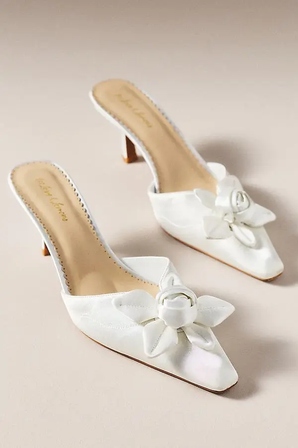 For Love & Lemons Noell Rosette Mules - White