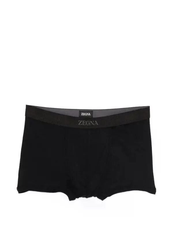 Zegna Logo-waistband Trunks - Black