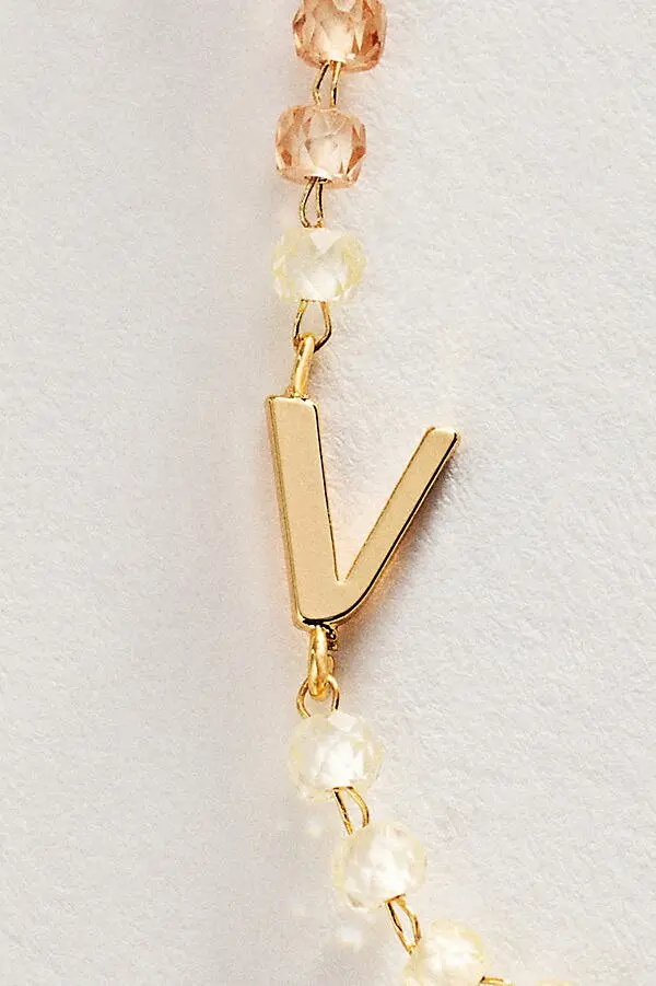 Anthropologie Beaded Initial Necklace - V