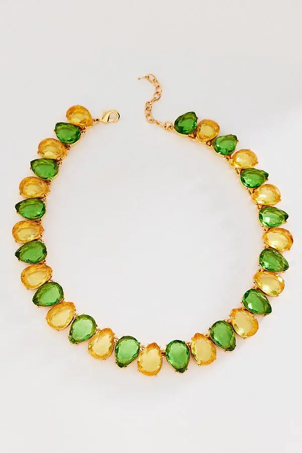 Anthropologie Two-tone Crystal Necklace - Green