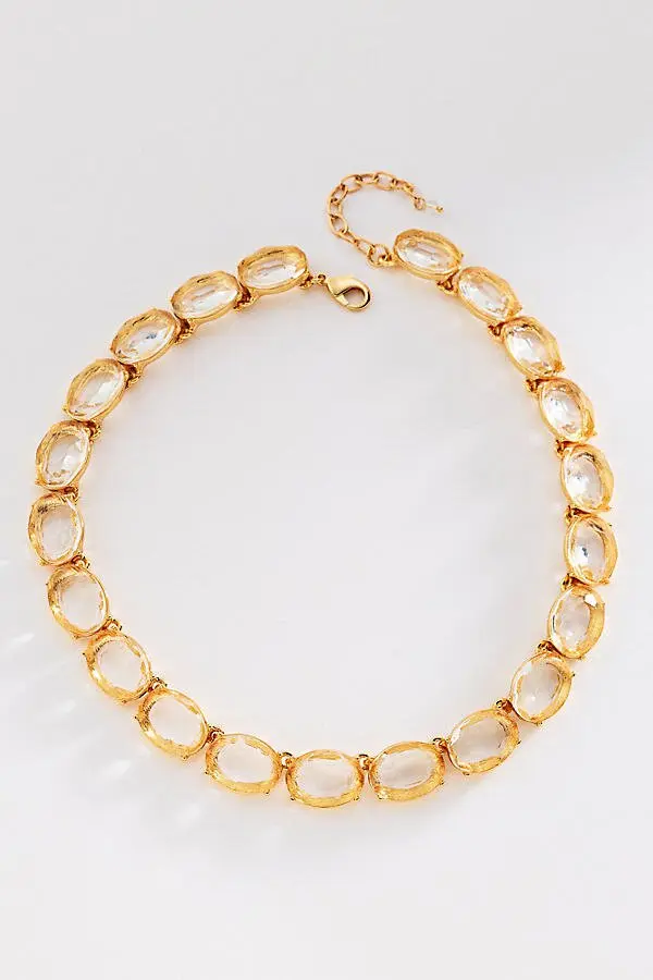 Anthropologie Chunky Crystal Necklace - Clear