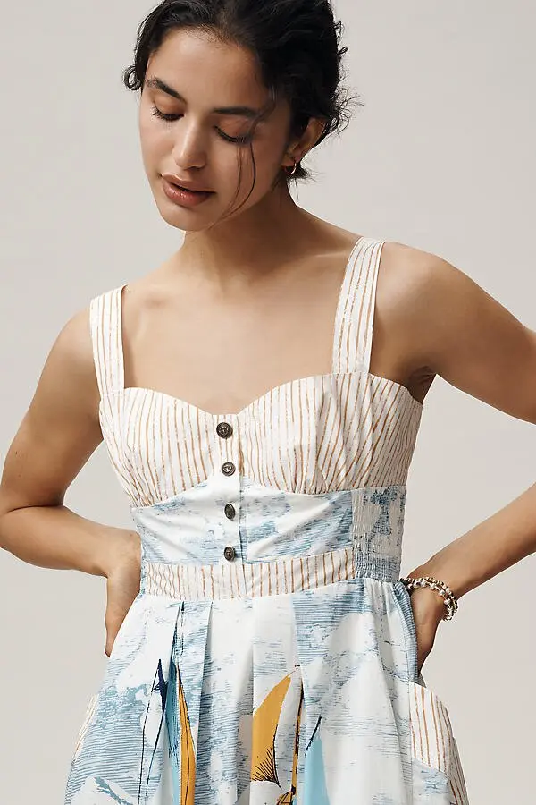 Maeve Cotton Sweetheart Neckline Midi Dress