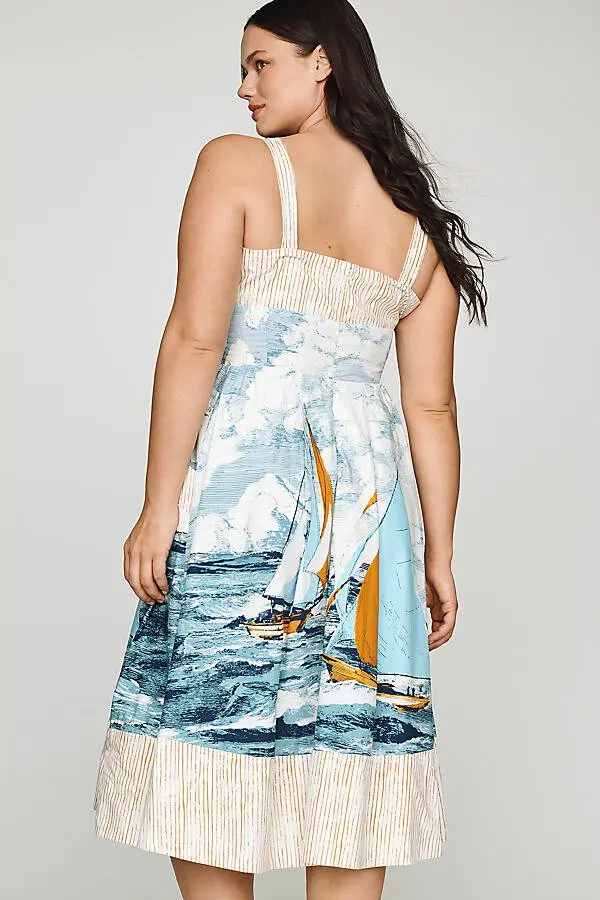 Maeve Cotton Sweetheart Neckline Midi Dress