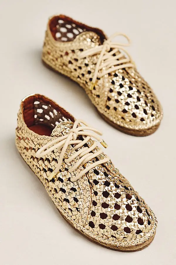 Seychelles Gemi Woven Leather Loafers - Gold