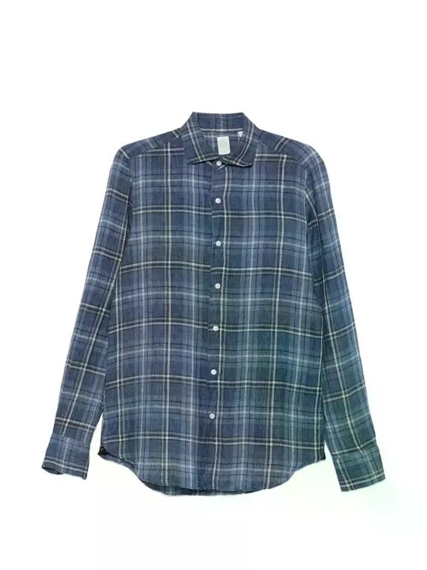 FINAMORE 1925 Check-pattern Long-sleeve Shirt - Blue