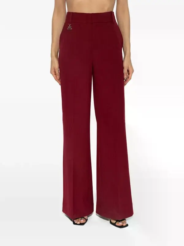 GESTUZ Logo Charm Wide-leg Trousers - Red