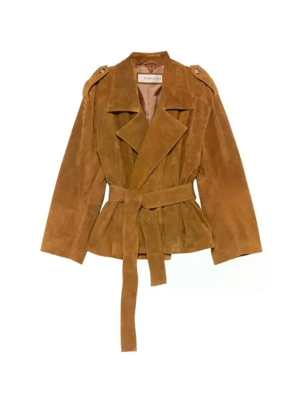 BLANCA VITA Belted Kimono Jacket - Brown
