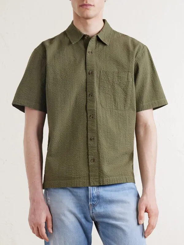 Aimé Leon Dore Cropped Cotton-seersucker Shirt