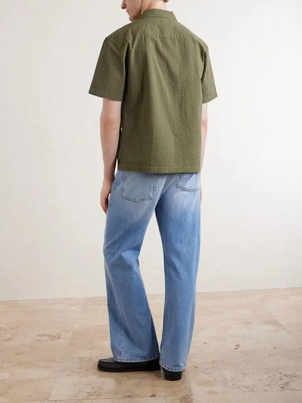 Aimé Leon Dore Cropped Cotton-seersucker Shirt