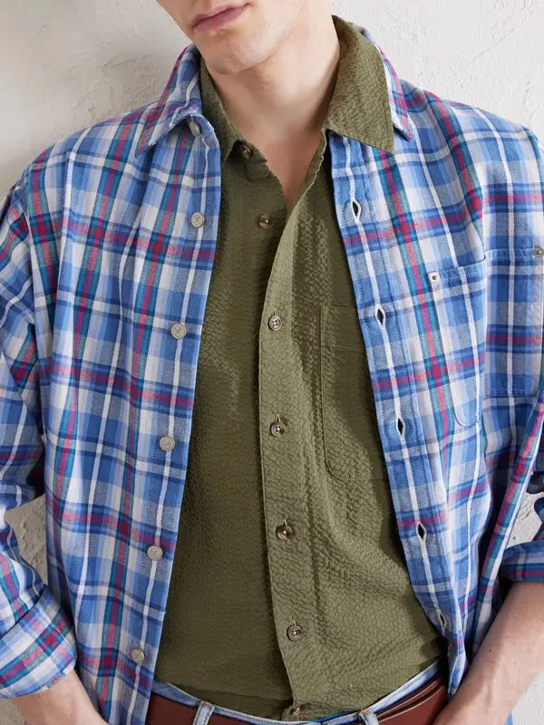 Aimé Leon Dore Cropped Cotton-seersucker Shirt