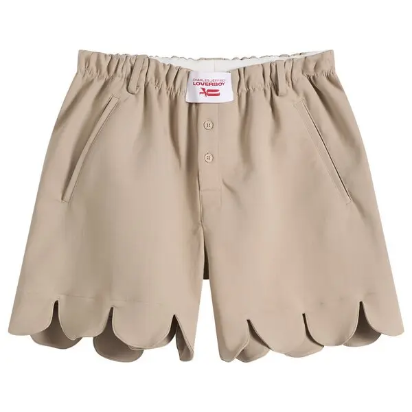CHARLES JEFFREY Formal Scalloped Boxer Shorts - Beige