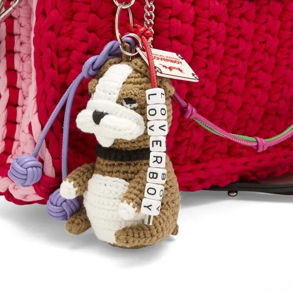CHARLES JEFFREY Bulldog Charm Bucket Bag - Red/pink