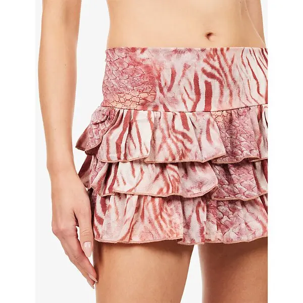 GRACEJACOB Tora Ruffle Woven Mini Skirt
