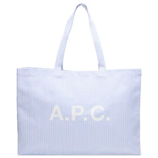 A.p.c. Striped Poplin Diane Shopping Tote - Light Blue
