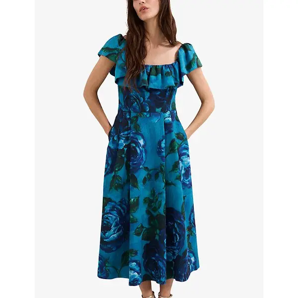 PHASE EIGHT Floral Print Lyocell-blend Midi Dress