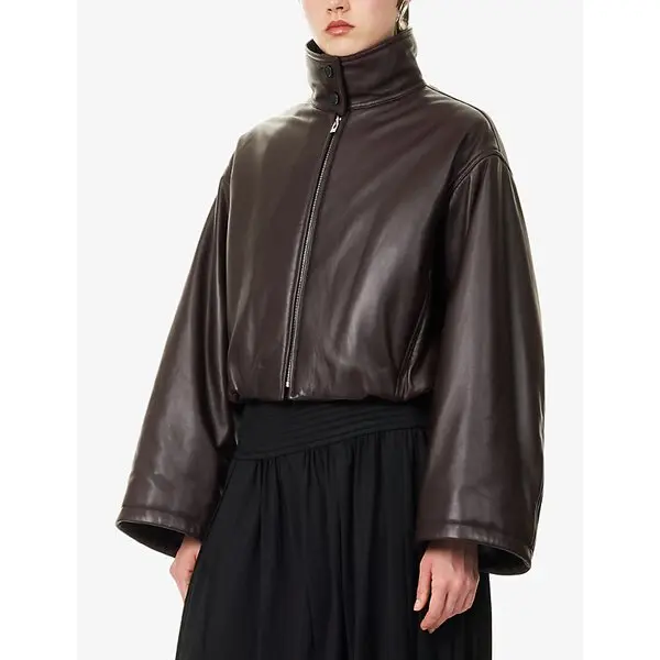 Alaïa Layered Leather Bomber Jacket