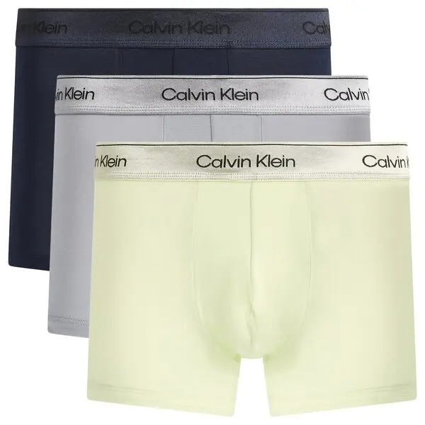 Calvin Klein Icon Cotton Stretch Shine Trunk 3 Pack - Shorline/lime Cream/misty Grey