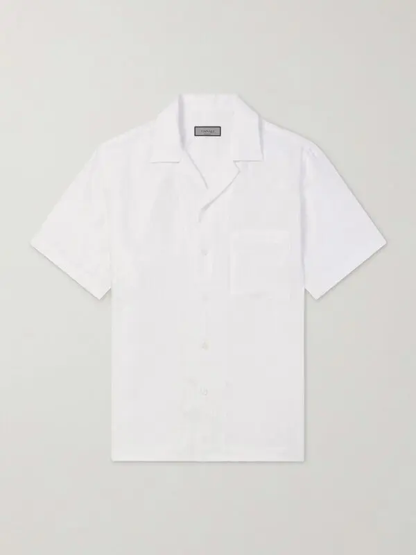 Canali Camp-collar Linen Shirt - White