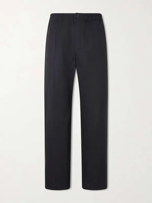 Celine Straight-leg Cotton And Linen-blend Trousers - Black