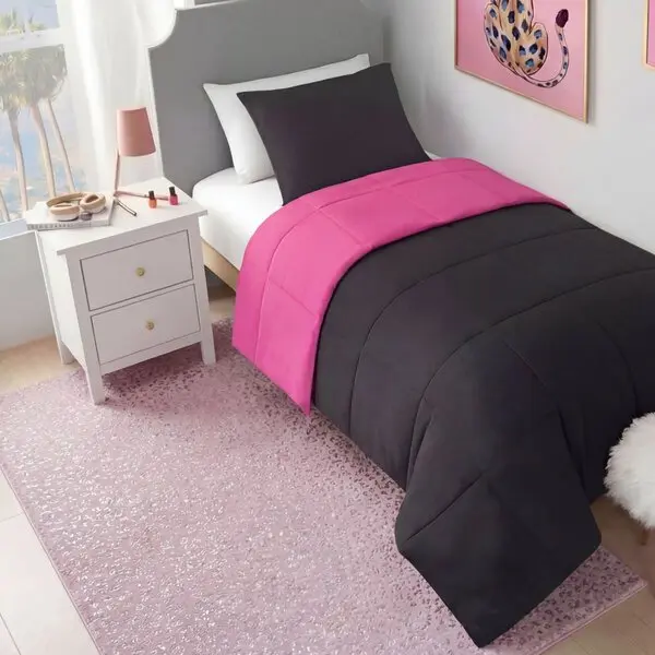 Juicy Couture Metallic Leopard Plush Rug - Light Pink