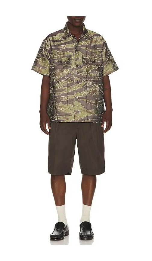 BEAMS Mil-sht Tiger Stripe Mesh Jacquard In . Also - Army