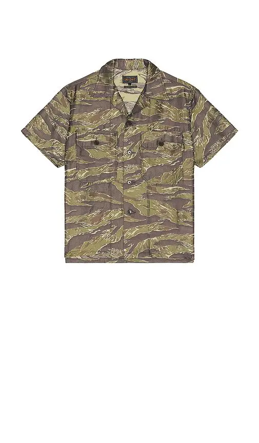BEAMS Mil-sht Tiger Stripe Mesh Jacquard In . Also - Army