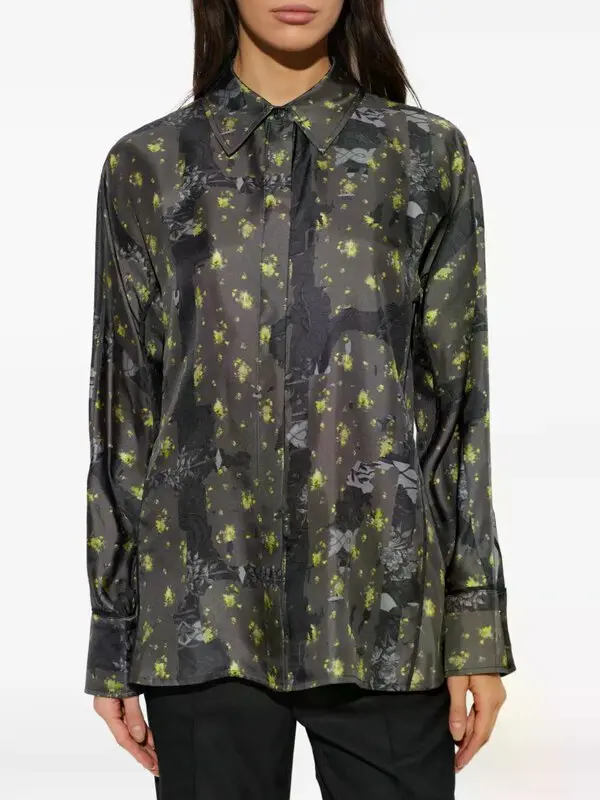 GANNI Floral-print Silk Shirt