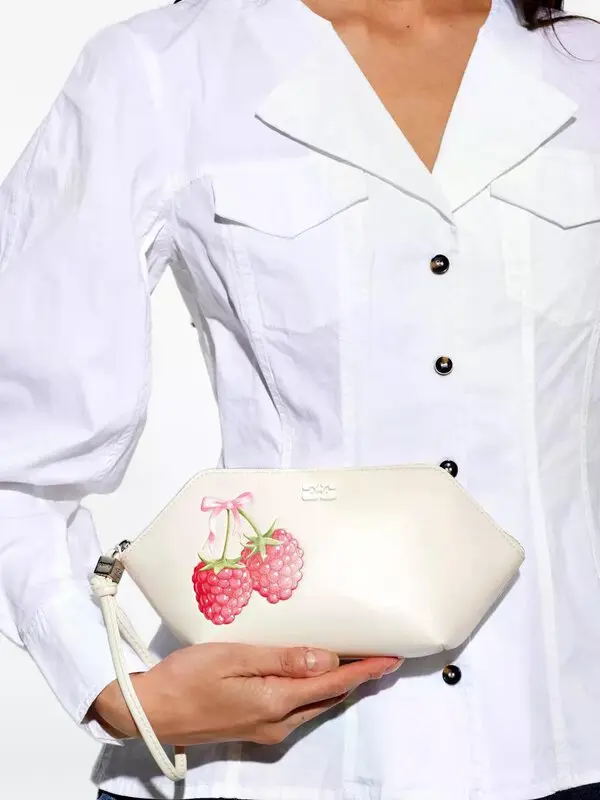 GANNI Bou Raspberry-print Pouch - Neutrals