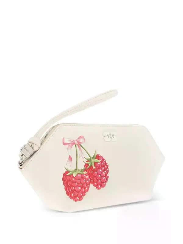 GANNI Bou Raspberry-print Pouch - Neutrals
