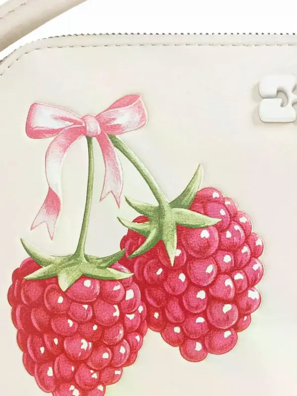 GANNI Bou Raspberry-print Pouch - Neutrals