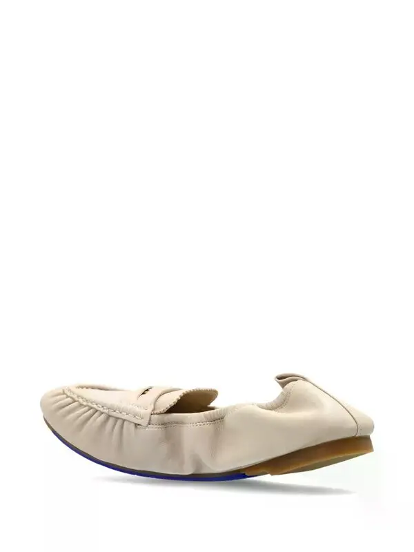 Burberry Ruched Leather Ballet Flats