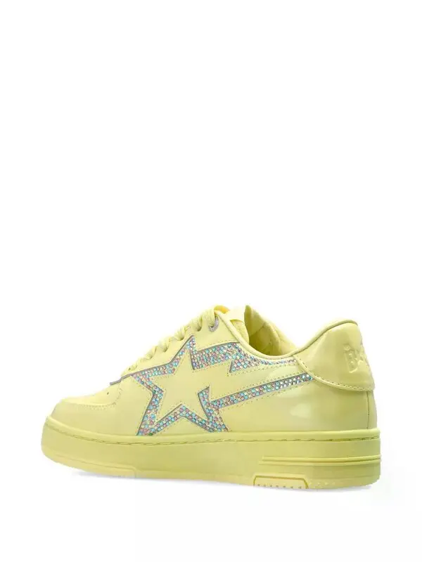 A BATHING APE Sta Crystal-embellished Leather Sneakers