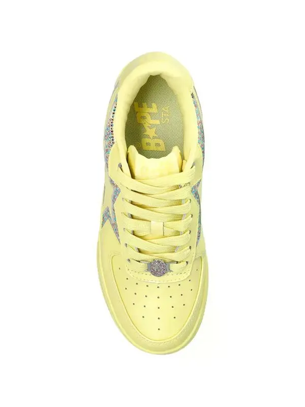 A BATHING APE Sta Crystal-embellished Leather Sneakers