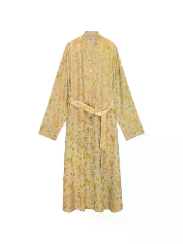 Shanghai Tang Tang Jacquard Silk Coat - Neutrals