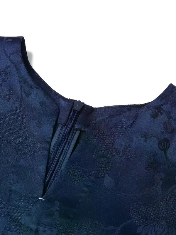 Shanghai Tang Jacquard Batwing-sleeve Top - Blue